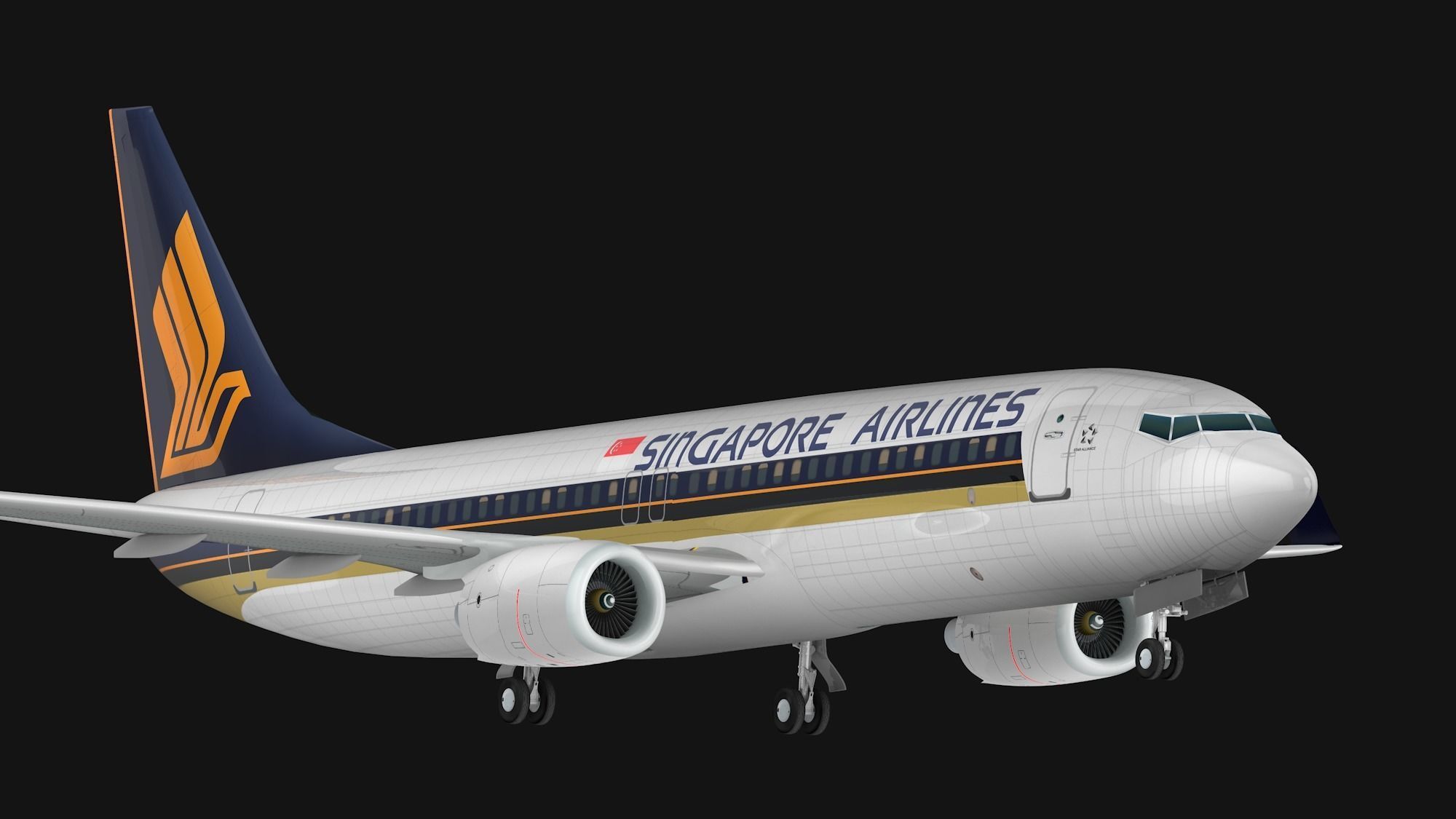 3D model Boeing 737-800 Singapore Airlines VR / AR / low-poly | CGTrader
