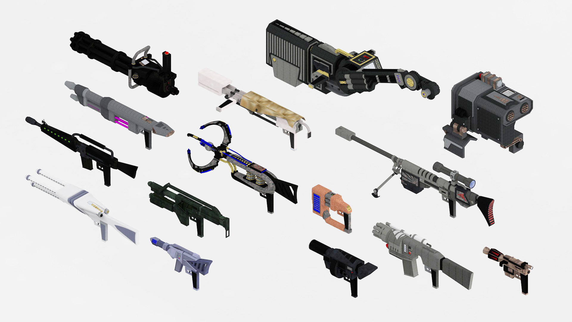 15 Futuristic Sci-Fi Guns Weapons Bundle 3D model | CGTrader