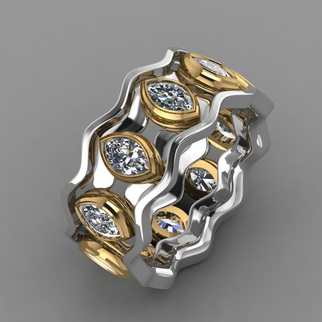 Diamond Couple Band 3D print model 3D model 3D printable | CGTrader