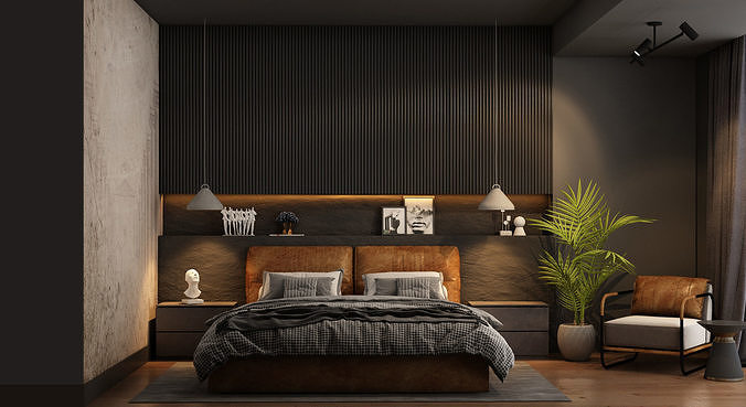 COZY ONE ROOM APARTMENT- LIVING ROOM AND BEDROOM 3D model | CGTrader