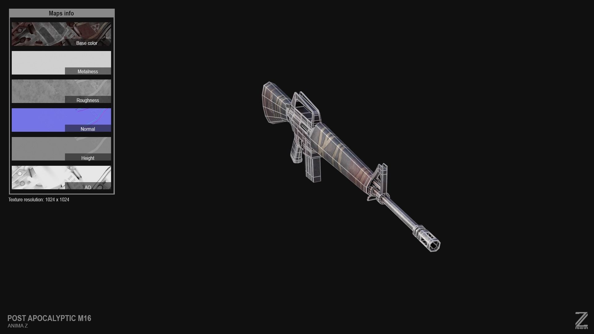 3D model Post apocalyptic M16 VR / AR / low-poly | CGTrader