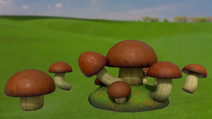 3D model Stylized mushrooms mycelium game ready VR / AR / low-poly ...