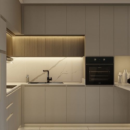 Simple Render Grey L Kitchen - Skp Vray5 Lumion8 3D model | CGTrader