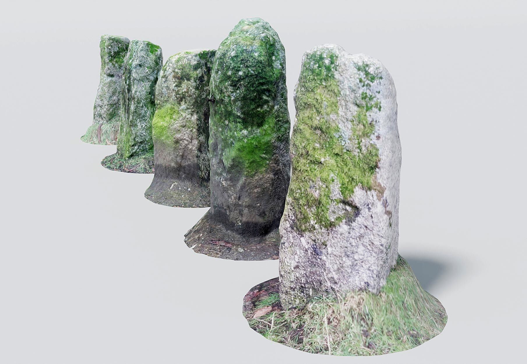 3D model Way Markers - Standing Stone Posts - 5 Low Poly Photo-Scans VR ...