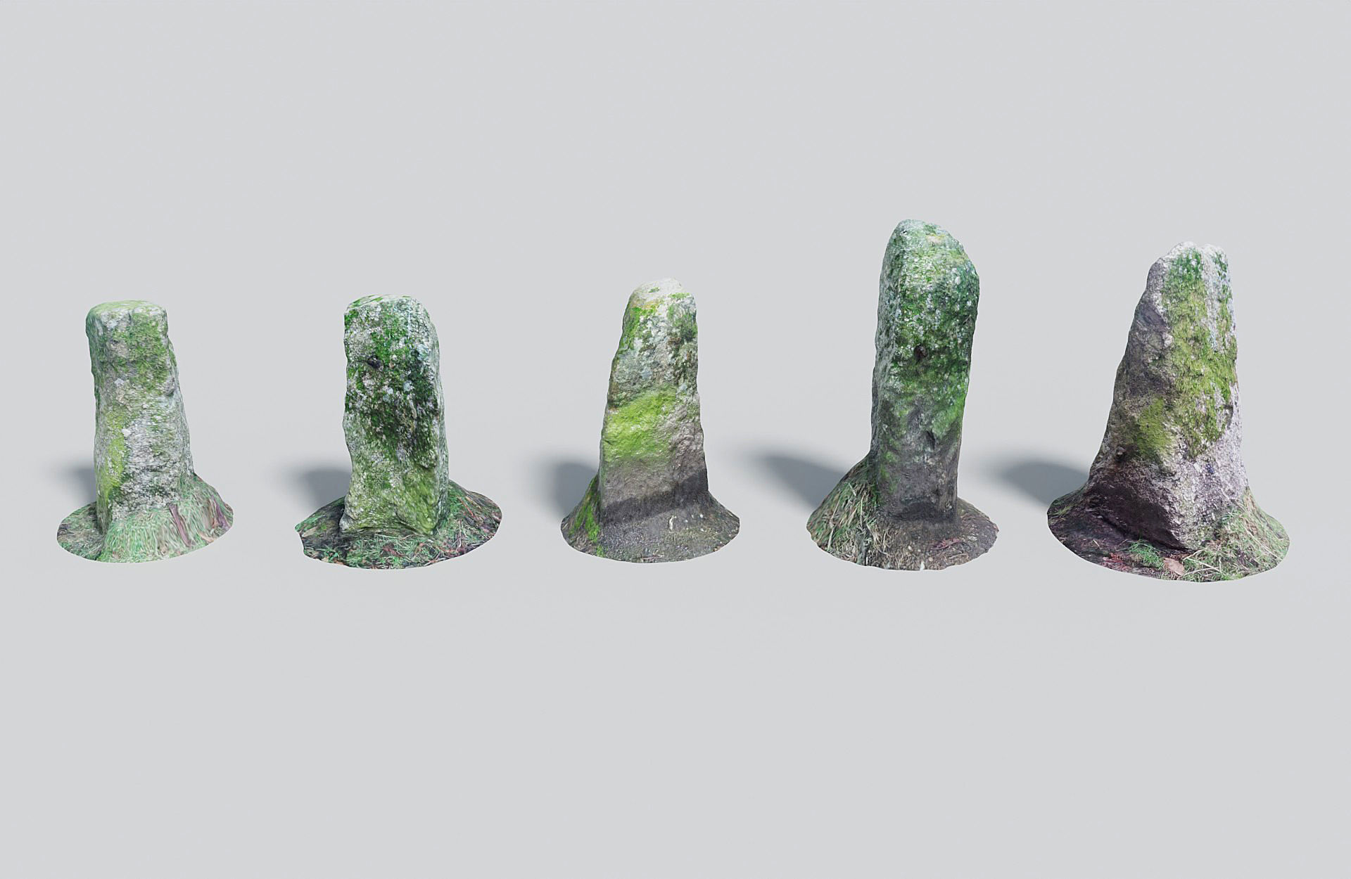 3D model Way Markers - Standing Stone Posts - 5 Low Poly Photo-Scans VR ...