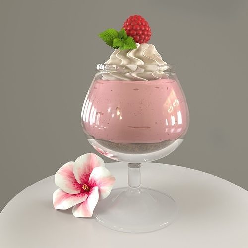 Raspberry dessert 3D model | CGTrader