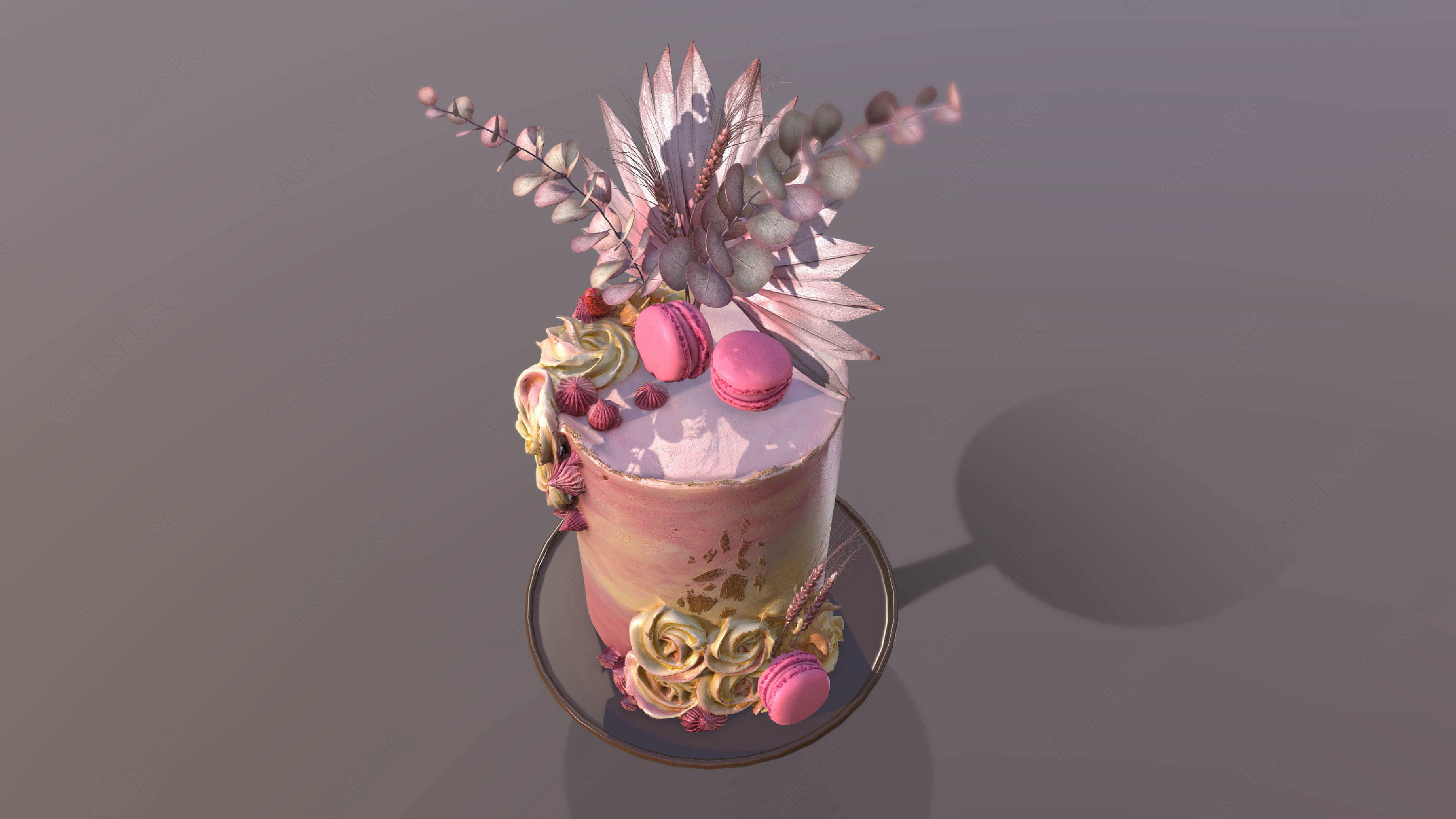 3D model Luxury Golden Swirl Cake VR / AR / low-poly | CGTrader
