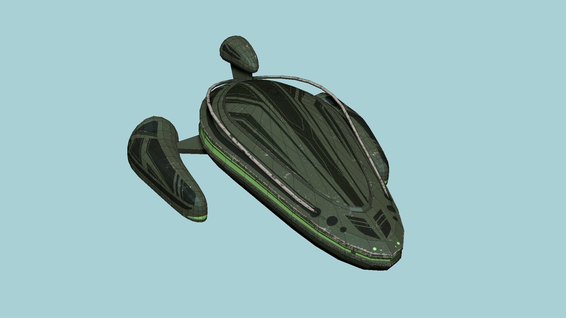 Alien Spaceship UFO H05 Dark Green - Sci Fi Spacecraft Design free VR ...