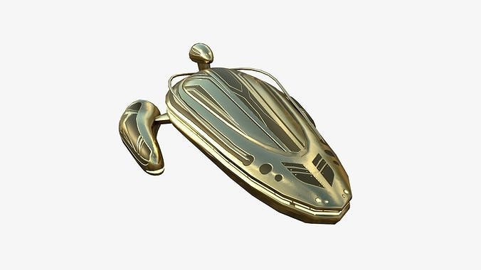 3D model Alien Spaceship UFO H07 Gold - Sci Fi Spacecraft Design VR ...