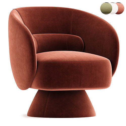 Saboor Upholstered Swivel Barrel Chair 3D model | CGTrader