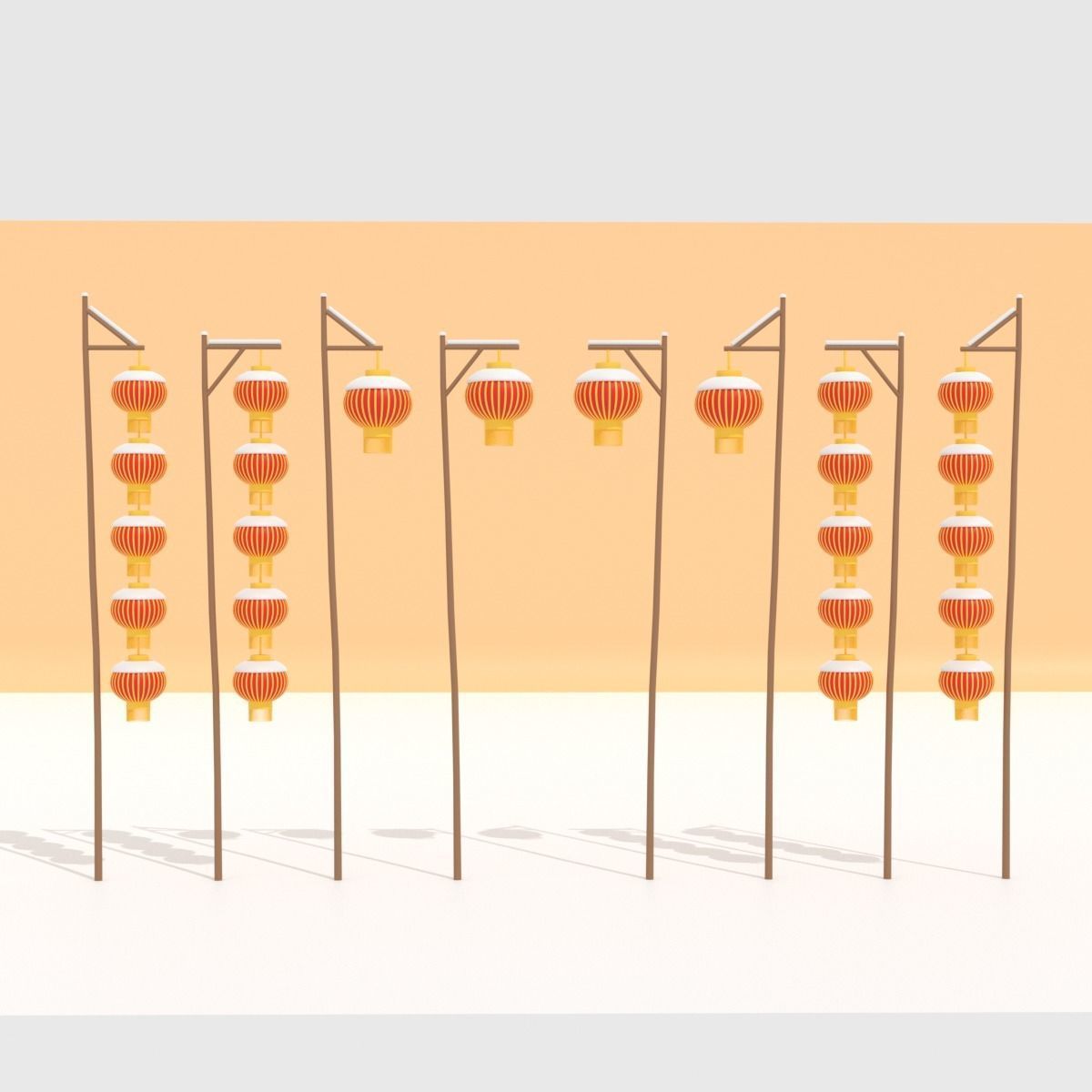 Chinese Tall Paper Lantern With Snow 3D model | CGTrader