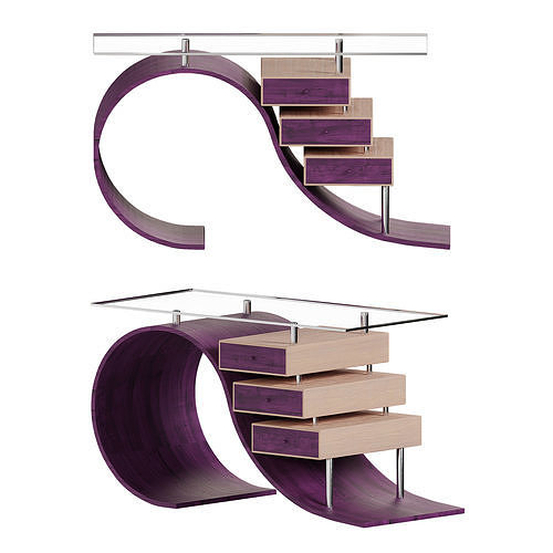 Designer curved table 3D model | CGTrader