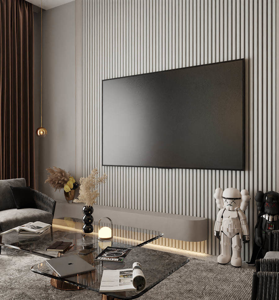 3D model Grey Living room VR / AR / low-poly | CGTrader