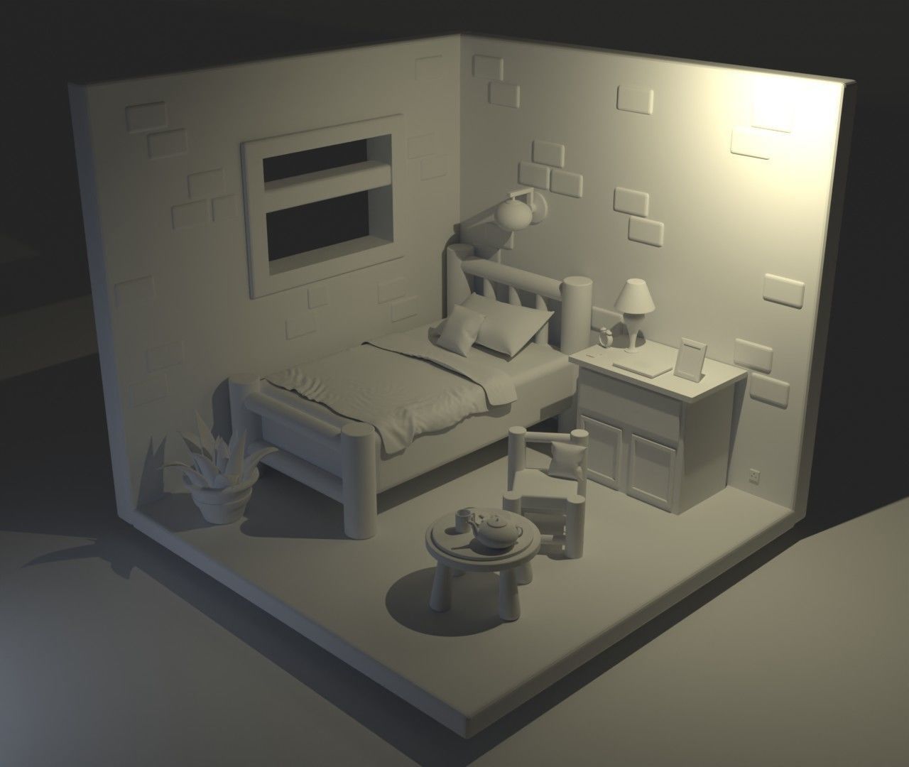 Low poly bedroom 3D model | CGTrader