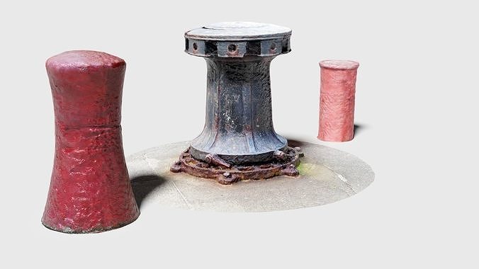 3D model Capstan and Bollards Nautical Clean Photo-Scans VR / AR / low ...