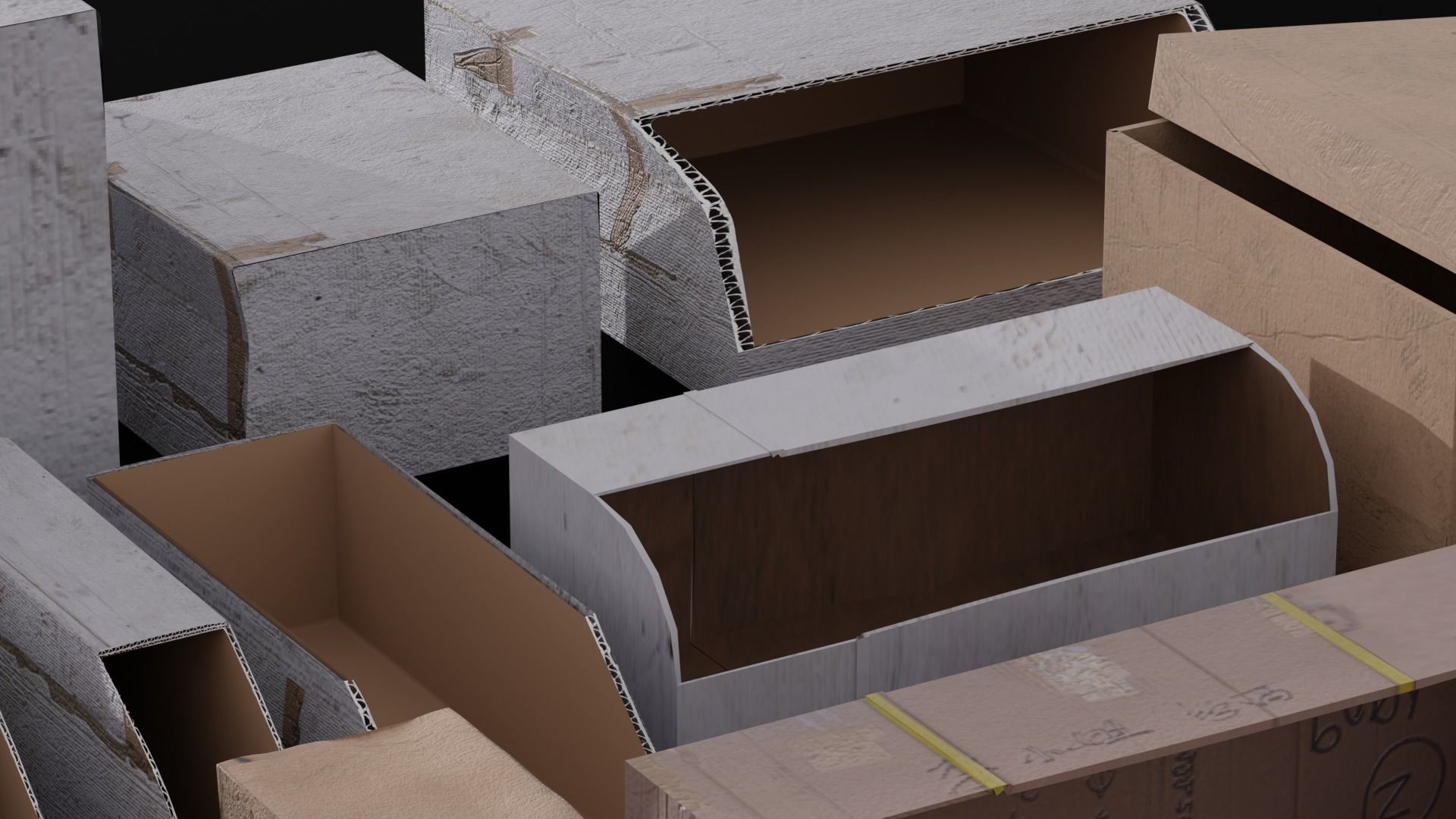 Low-poly Cardboard Carton Boxes free VR / AR / low-poly 3D model | CGTrader