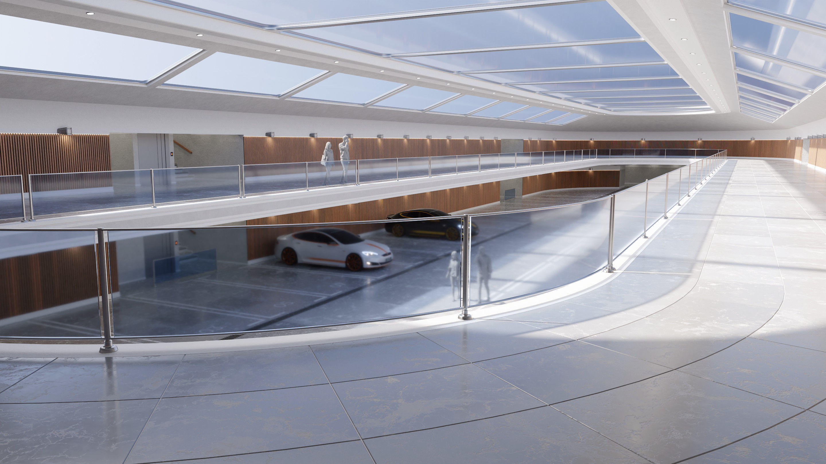 Modern Luxury Car Park - Garage - Hall - Hipoly 3D Model 3D model ...