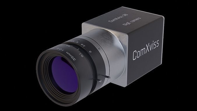 Industrial GigE CCTV camera with C-mount 35 mm lense 3D model 3D model ...