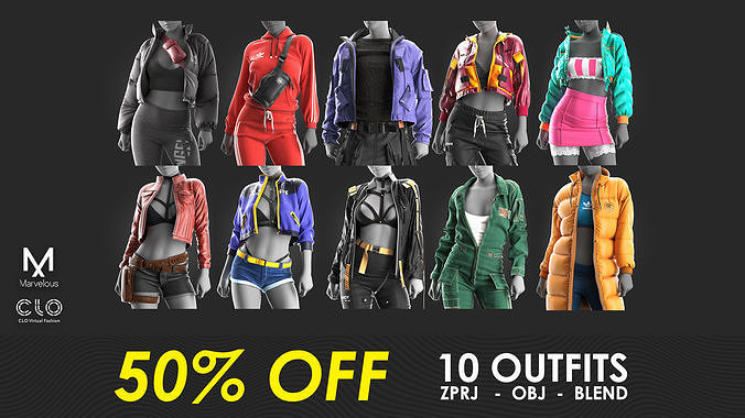 10 Outfits VOL 1 - Marvelous - CLO Project file 3D model | CGTrader