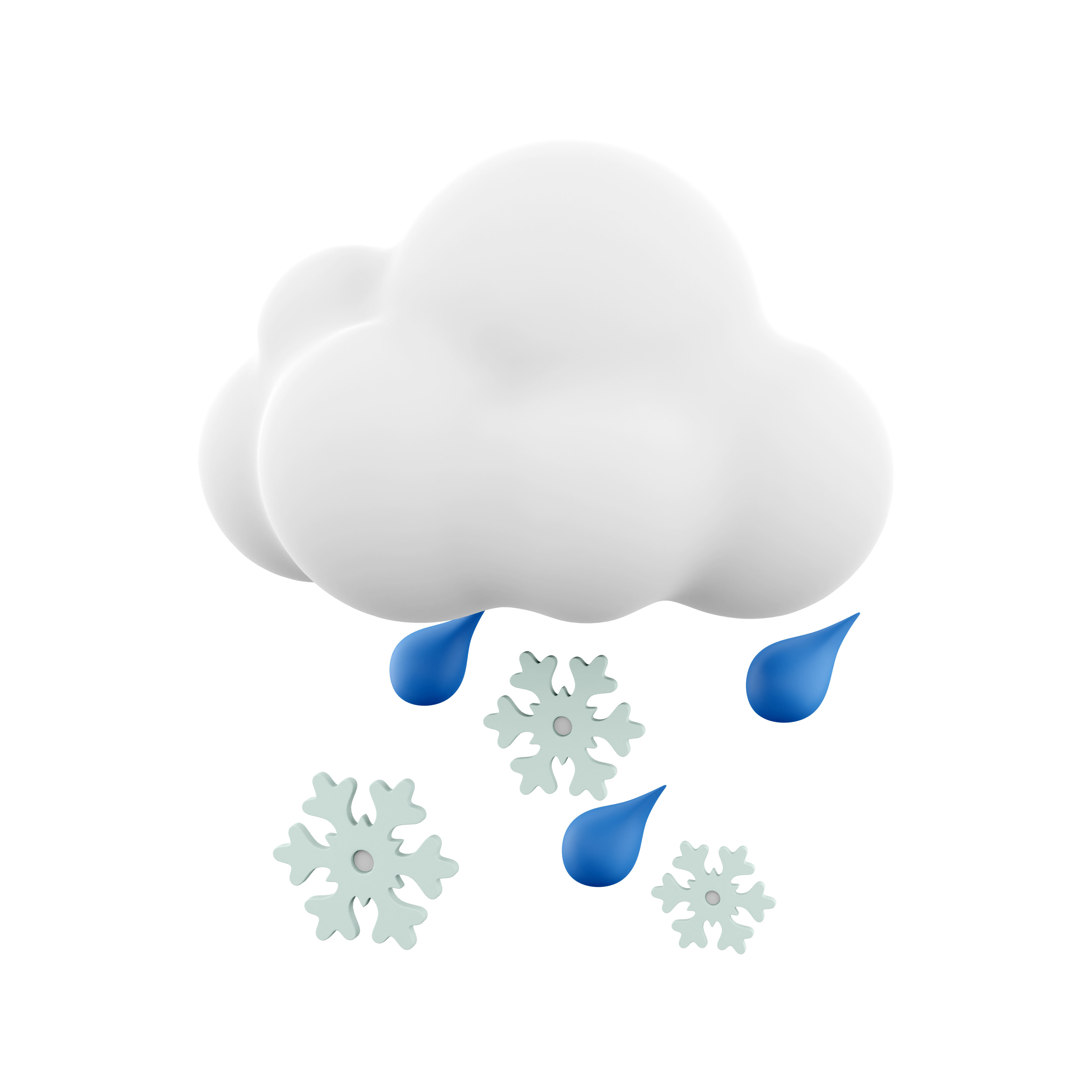 3d cloud and rain with snow cartoon icon 3D model | CGTrader