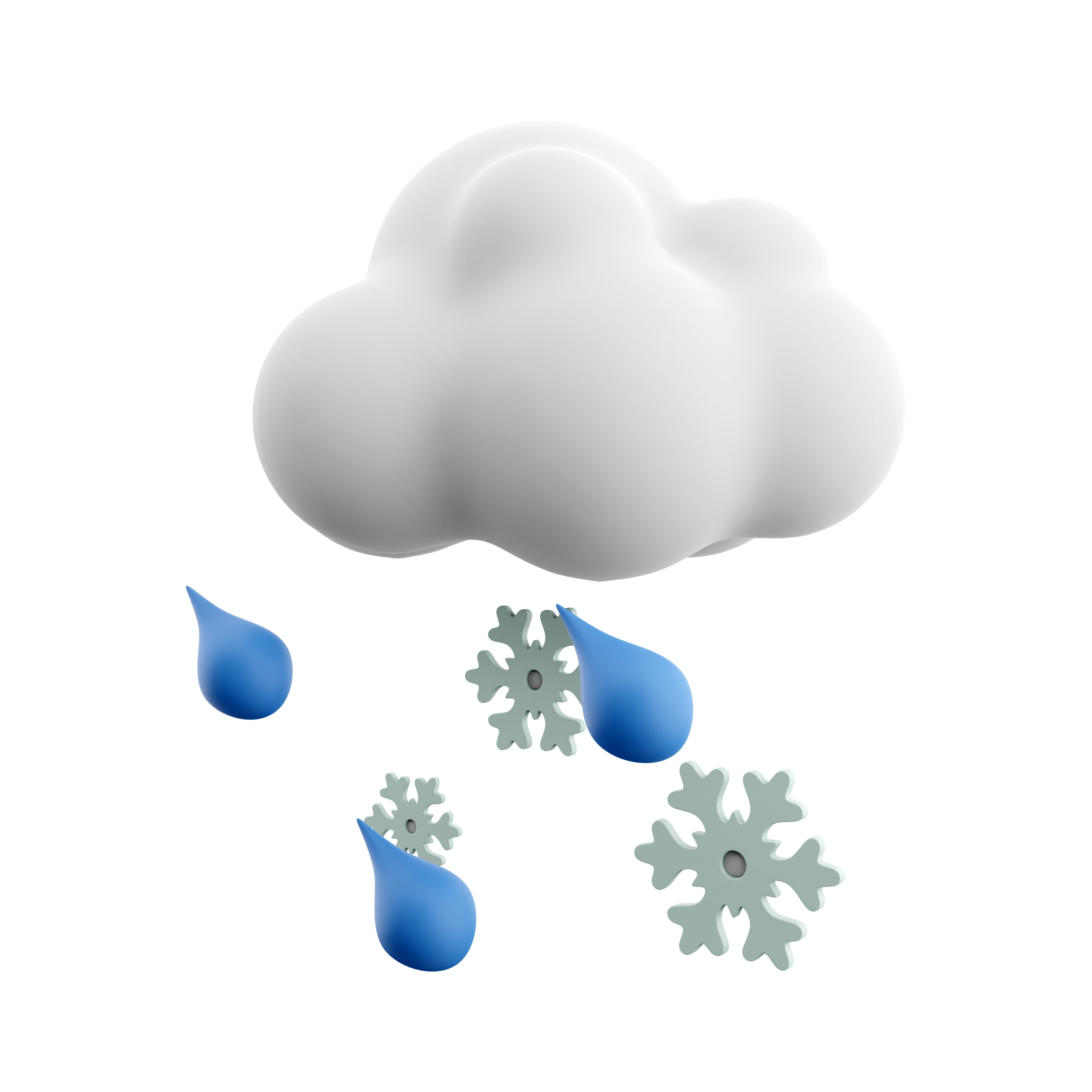 3d cloud and rain with snow cartoon icon 3D model | CGTrader