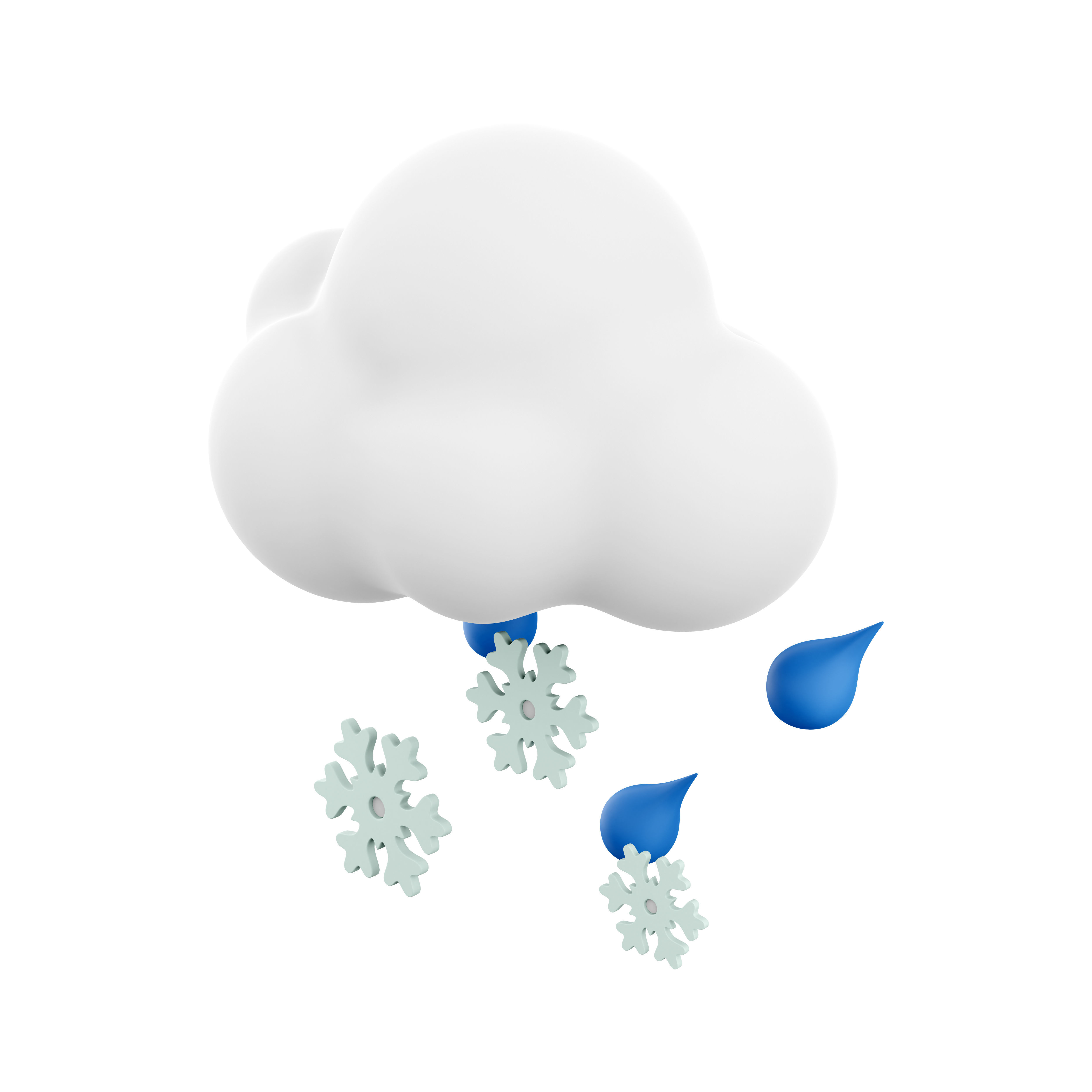 3d cloud and rain with snow cartoon icon 3D model | CGTrader