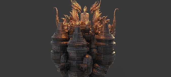 Floating Desert Dragon Throne platform 3 3D model | CGTrader