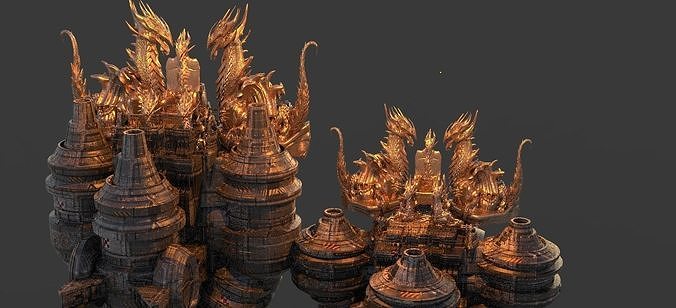 Floating Desert Dragon Throne platform 2 Grand versions 3D model | CGTrader
