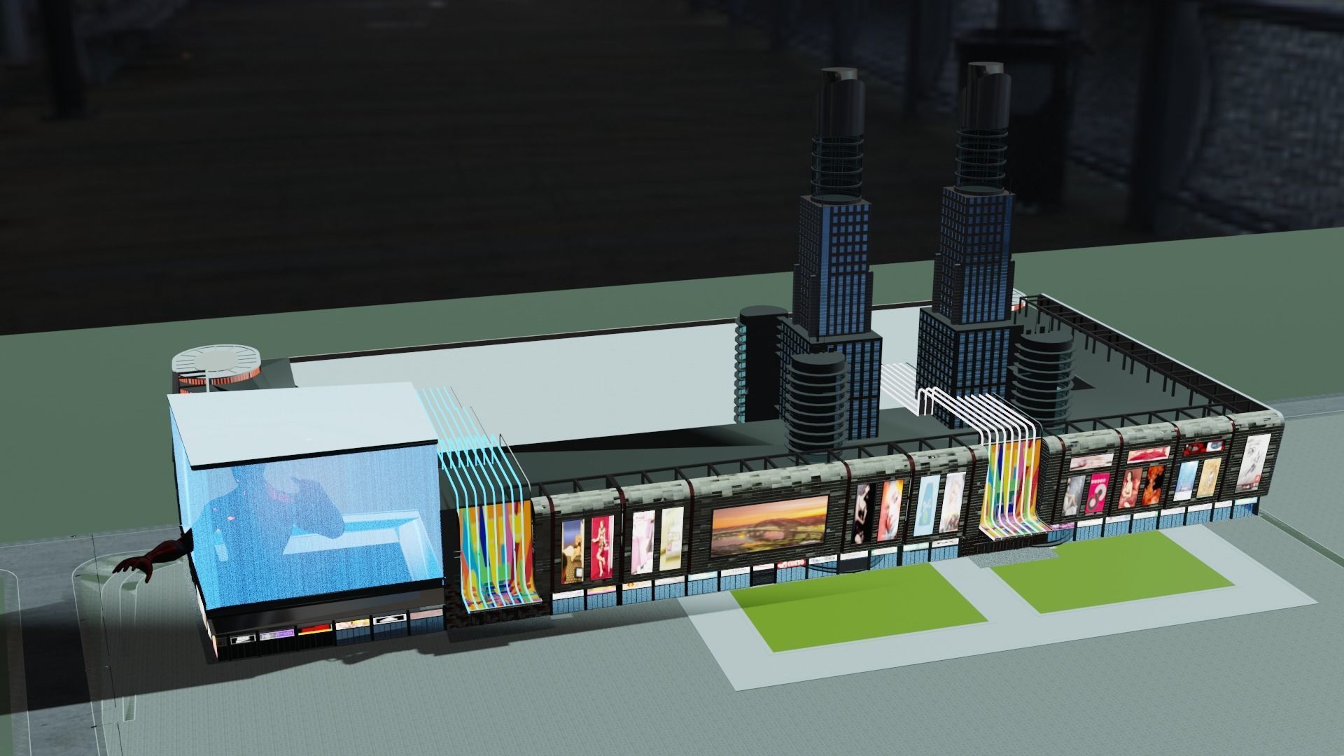 City Mall with animated Spider man in 3D 3D model animated rigged ...