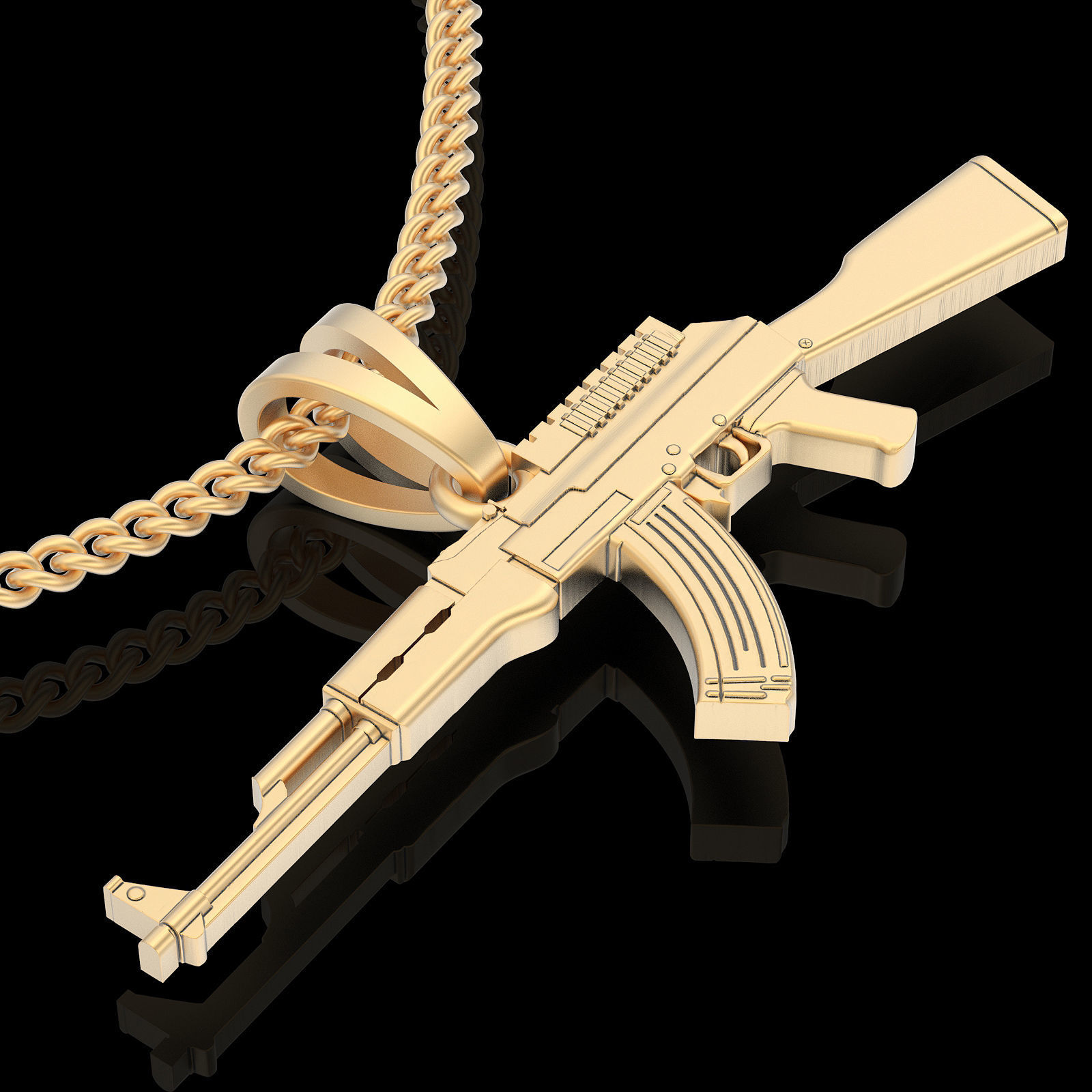 AK47 Gun pendant silver gold printable jewelry 3D model 3D model 3D ...