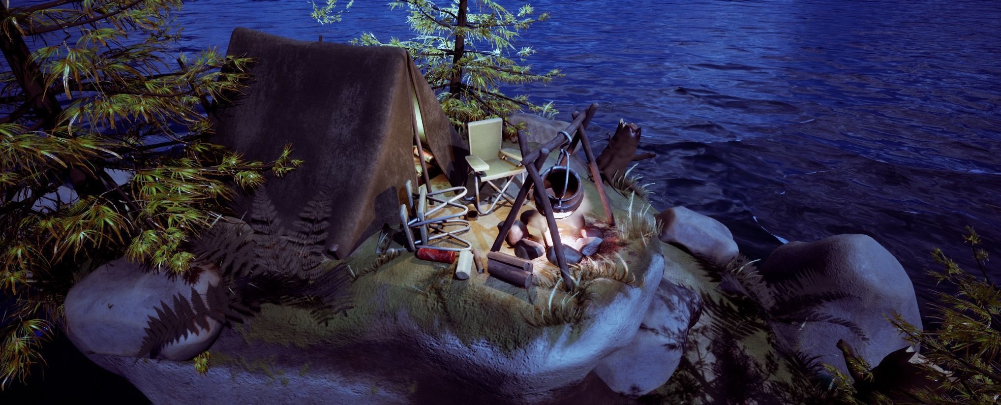 Blender 3 UE5 Stylized Camping Trip Gone Wrong Environment 3D model | CGTrader