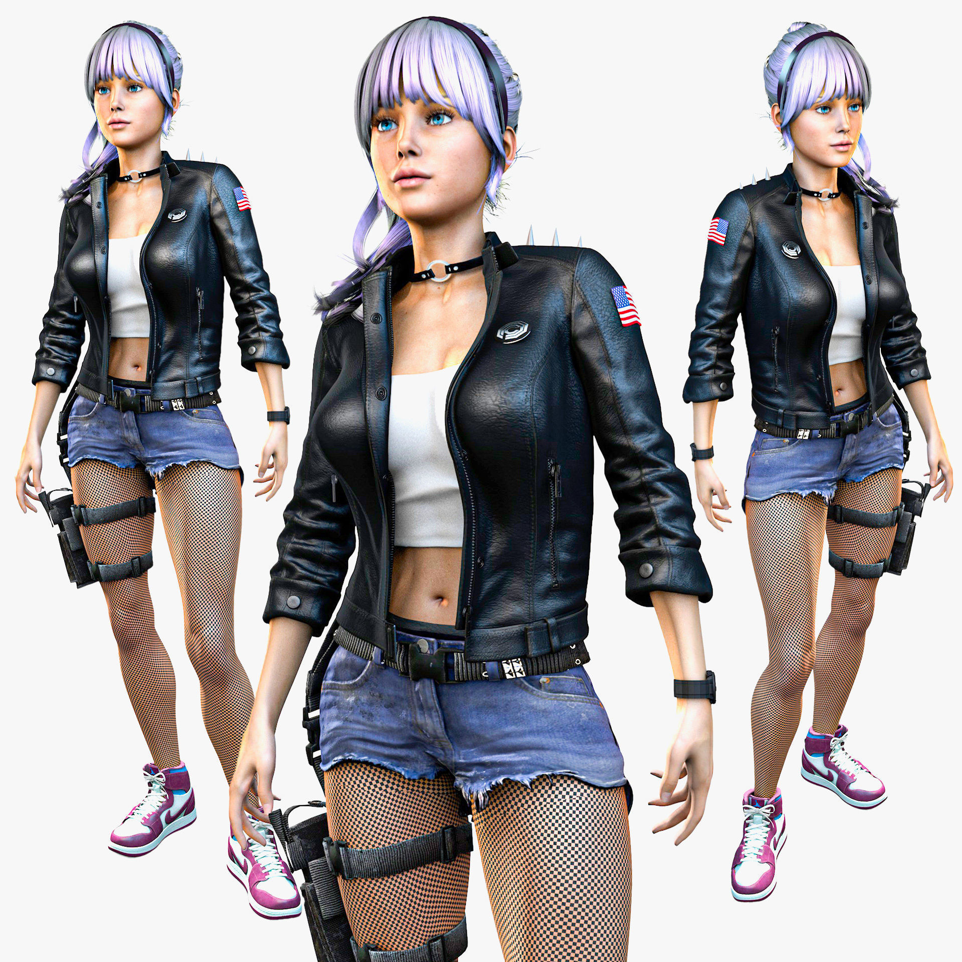 3D model Cyberpunk Girl Sci-fi Female Character Eve VR / AR / low-poly | CGTrader