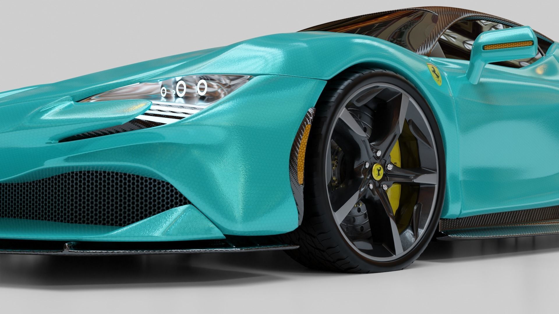 Ferrari sf90 Green Mint 3D model rigged | CGTrader