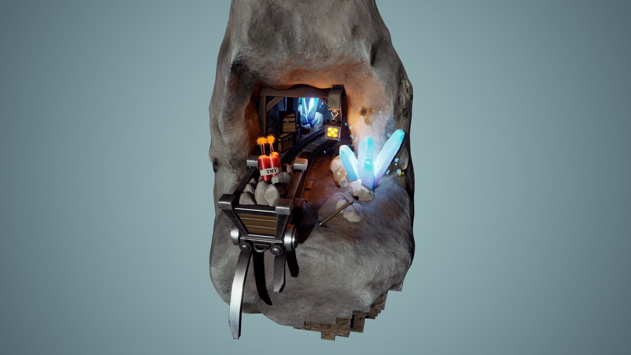 Blender 3 UE5 Minecraft Fan Art Mine Scene Environment Scene 3D model ...