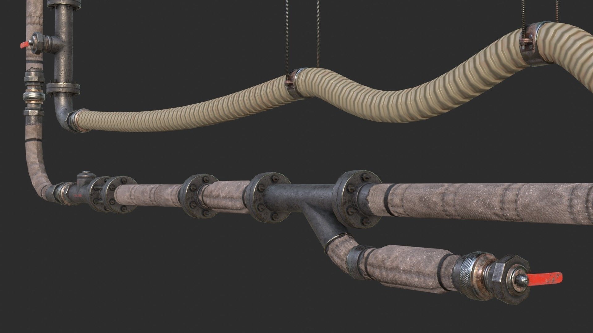 3D model Modular Pipes - Old Jute Insulated VR / AR / low-poly | CGTrader