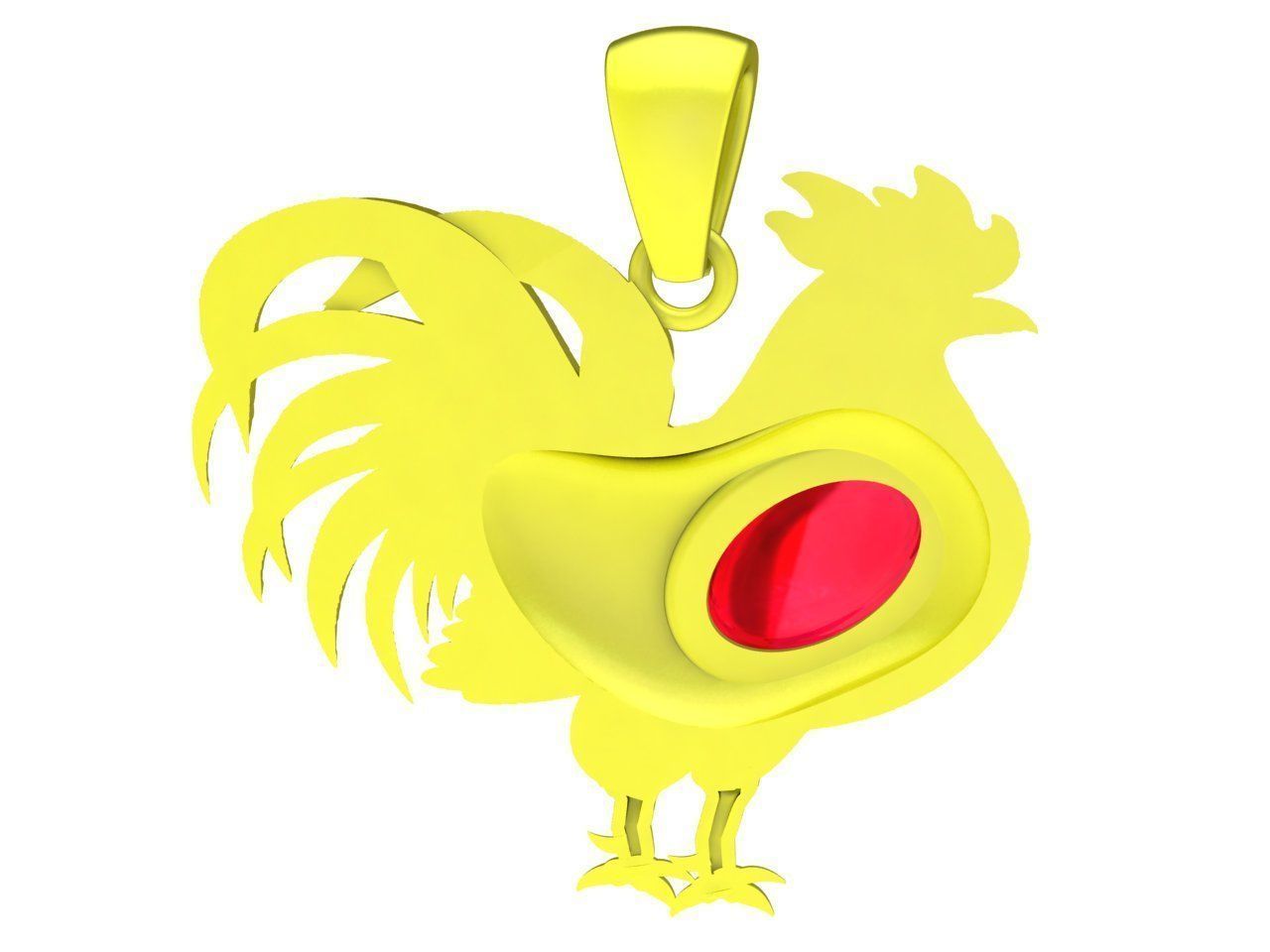 zodiac oval ruby rooster pendant 4592 3D model 3D printable | CGTrader