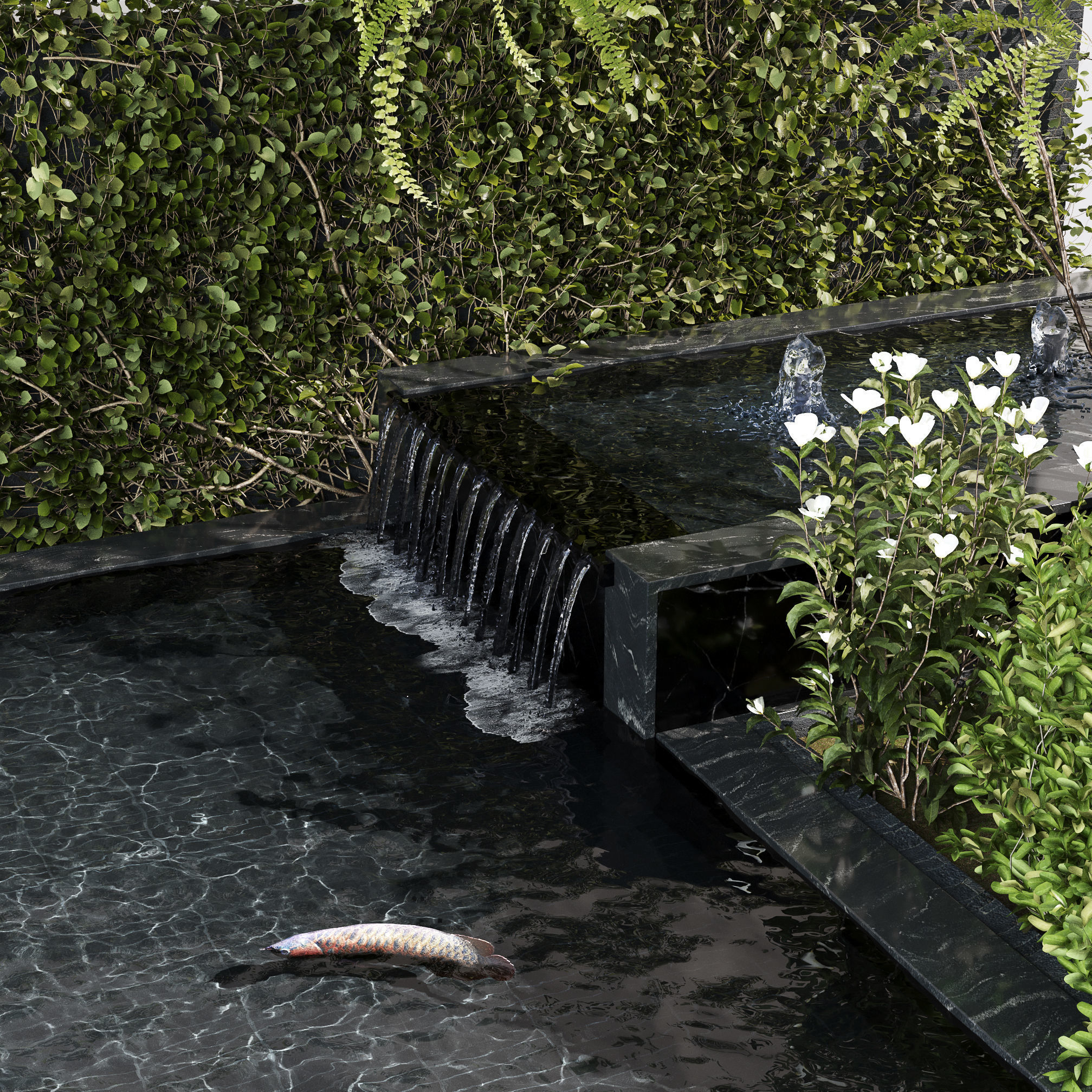 Water Ponds With Plants and Fish 3D model | CGTrader