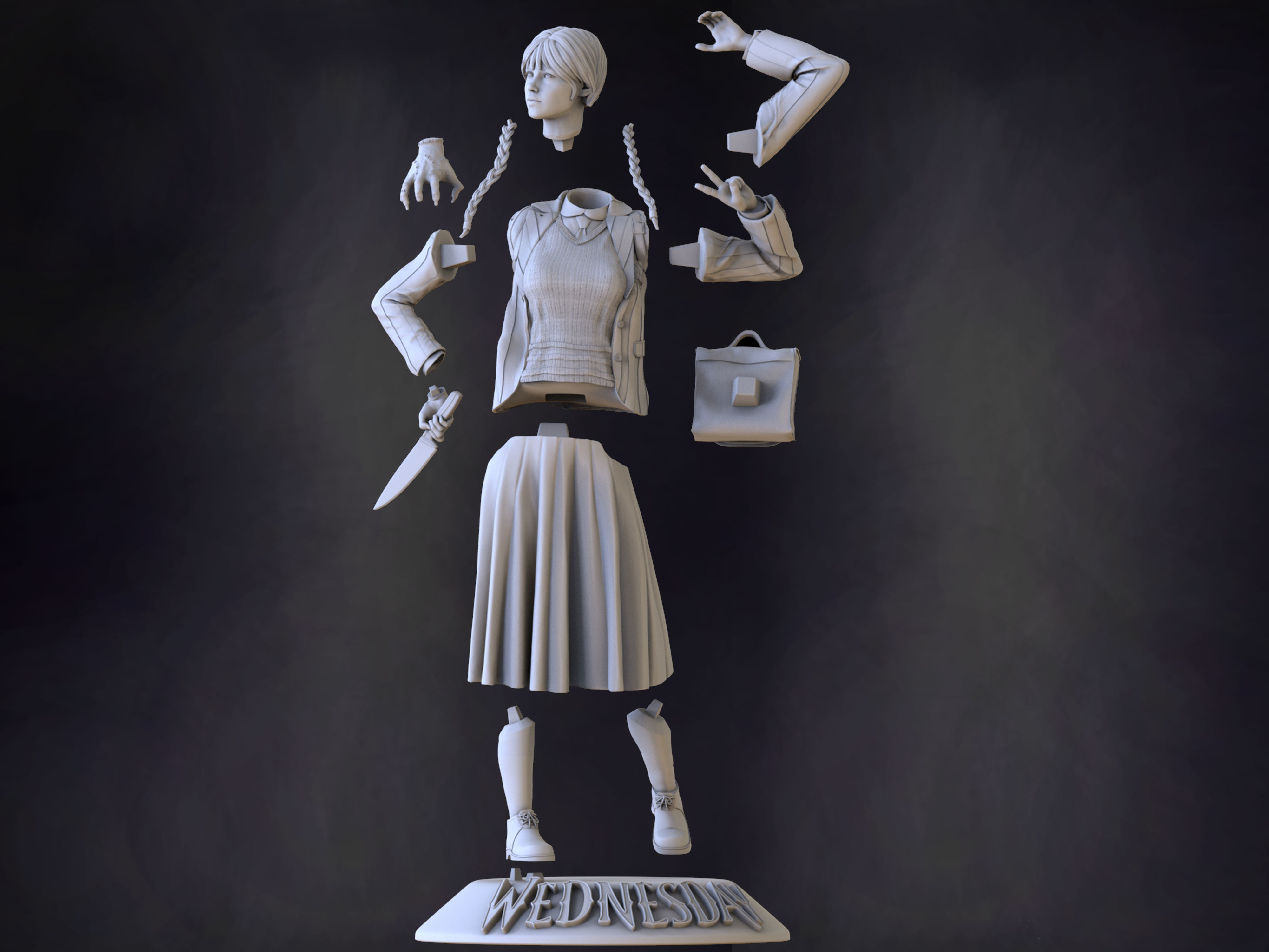wednesday addams 3D model 3D printable | CGTrader