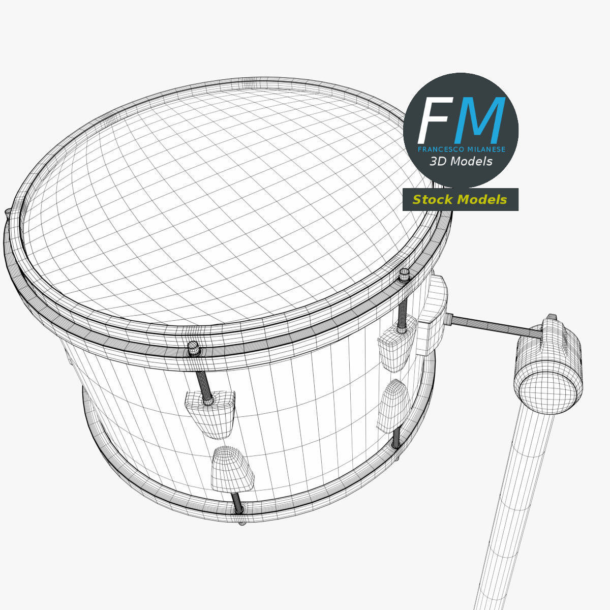 Rack tom drum mounted to a stand 3D model | CGTrader