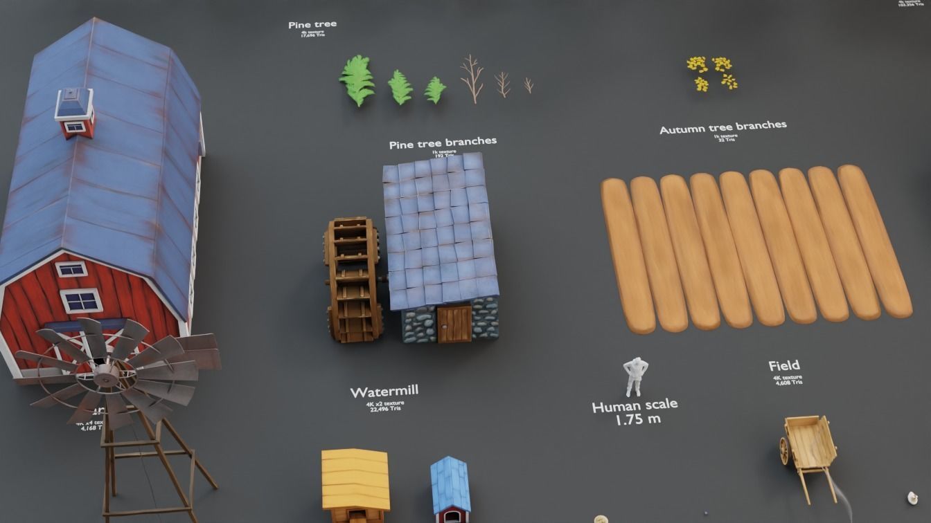 3D model Farm prop pack - stylized VR / AR / low-poly | CGTrader