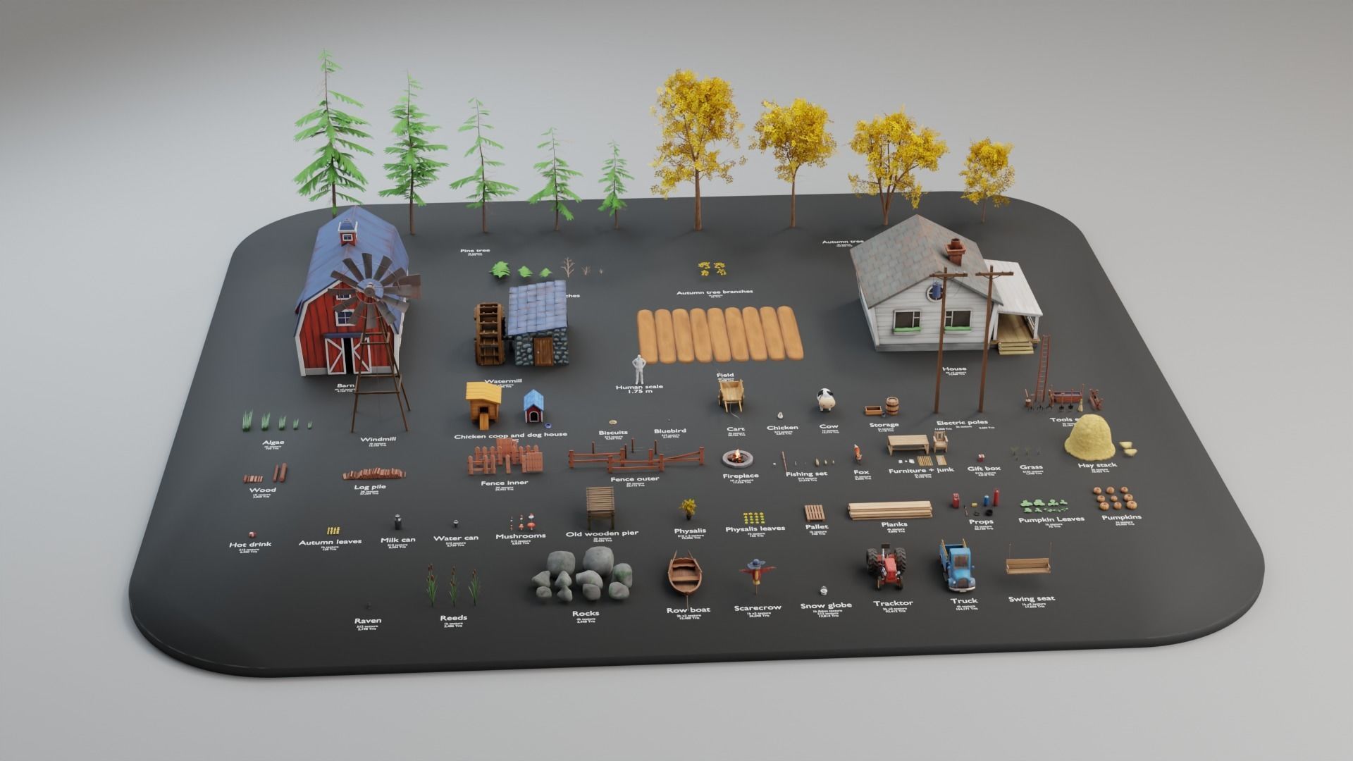 3D model Farm prop pack - stylized VR / AR / low-poly | CGTrader