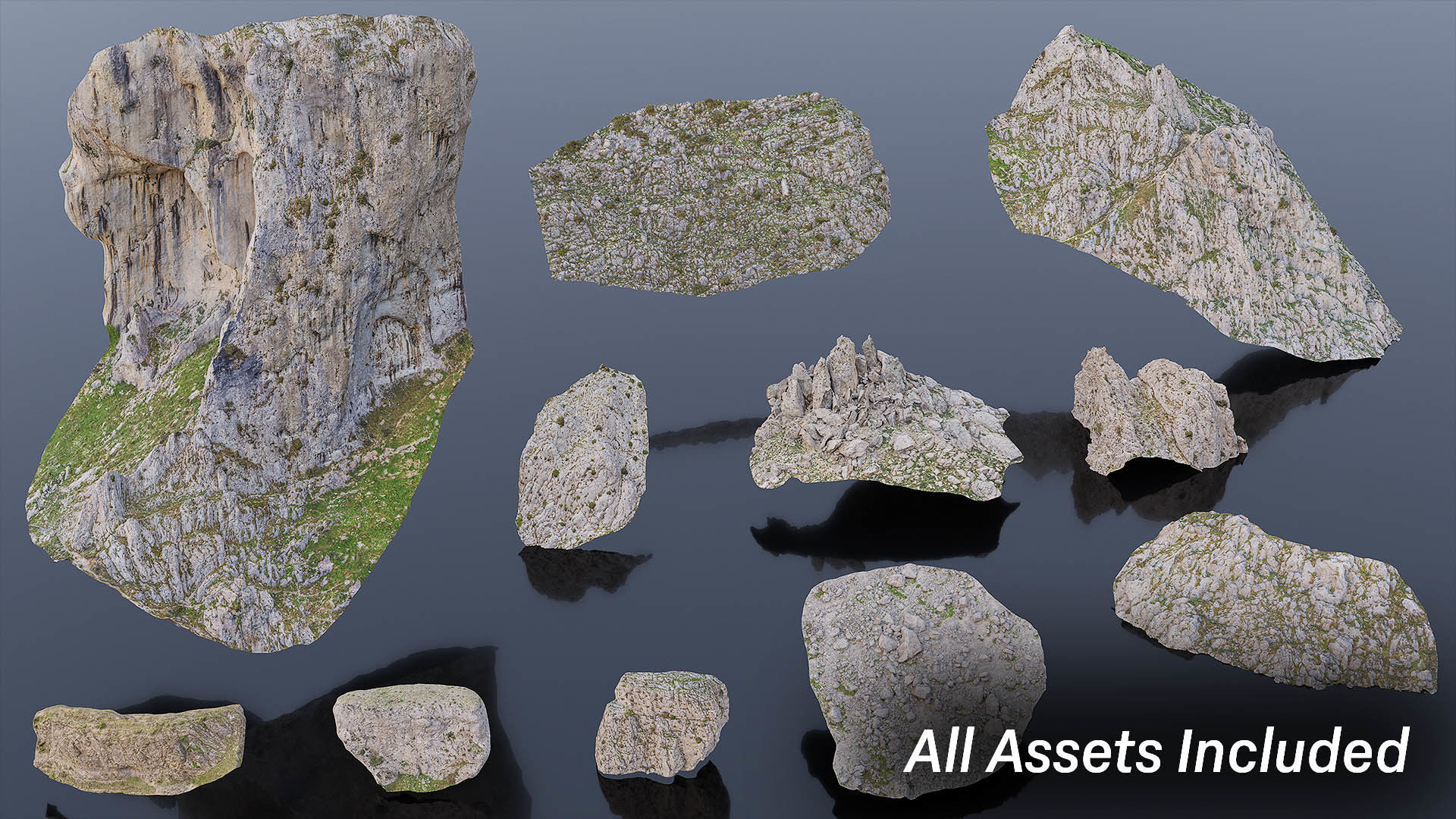 3D Model Collection Big Mountain Cliff Rock Pack VR / AR / low-poly | CGTrader