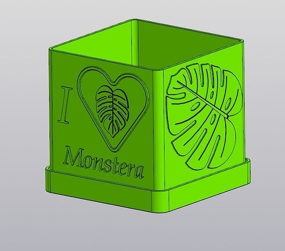 Planter I love monstera 3D model 3D printable | CGTrader