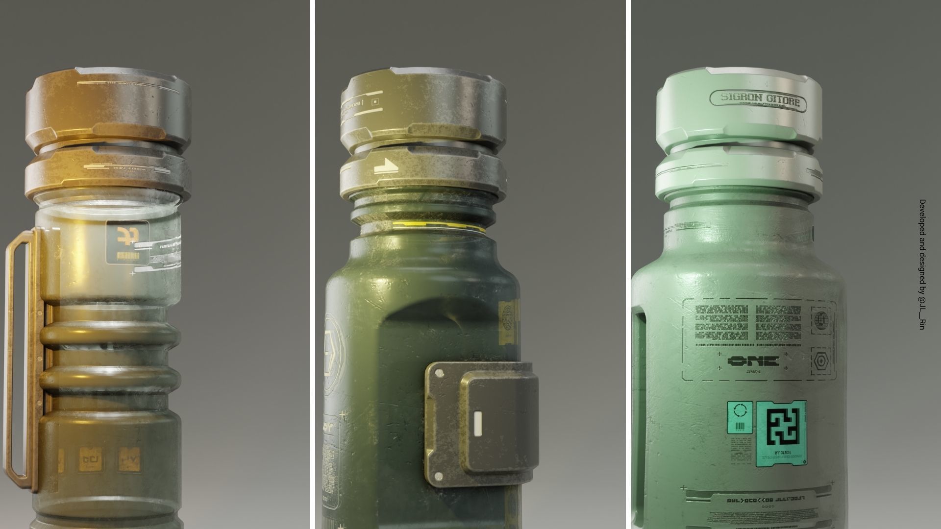 Cyberpunk Bottles 1 3D model | CGTrader