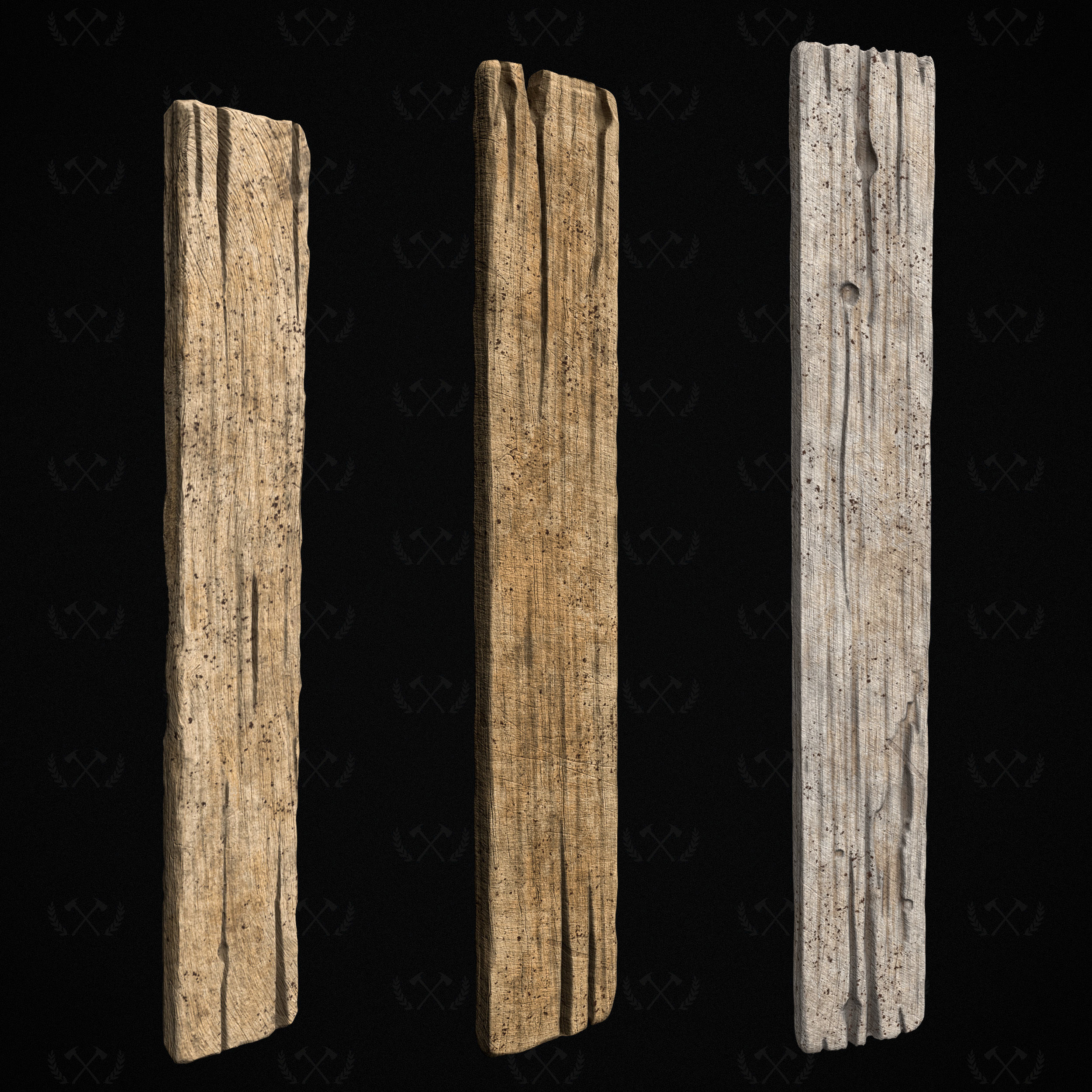 3X Wooden Planks - Diorama and Miniature Models - Lumberjack 3D model ...