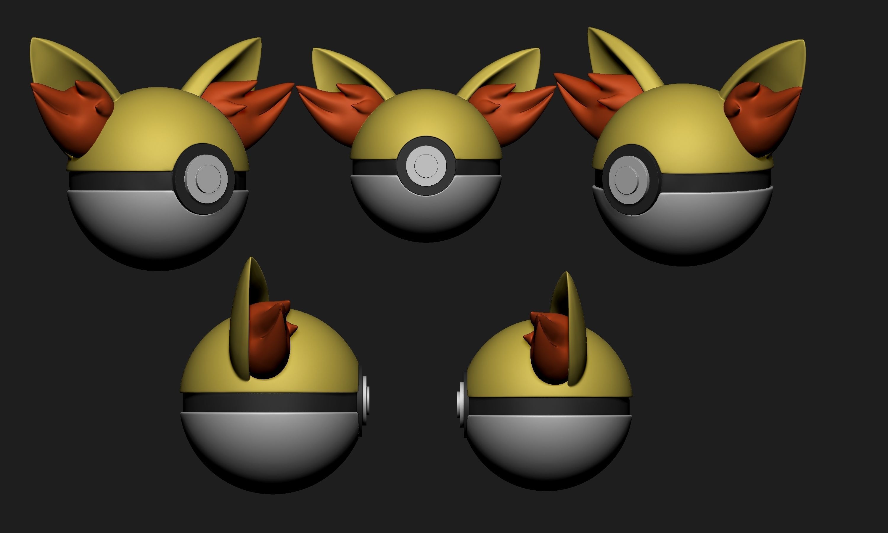 Pokemon Fennekin Pokeball 3D model 3D printable | CGTrader