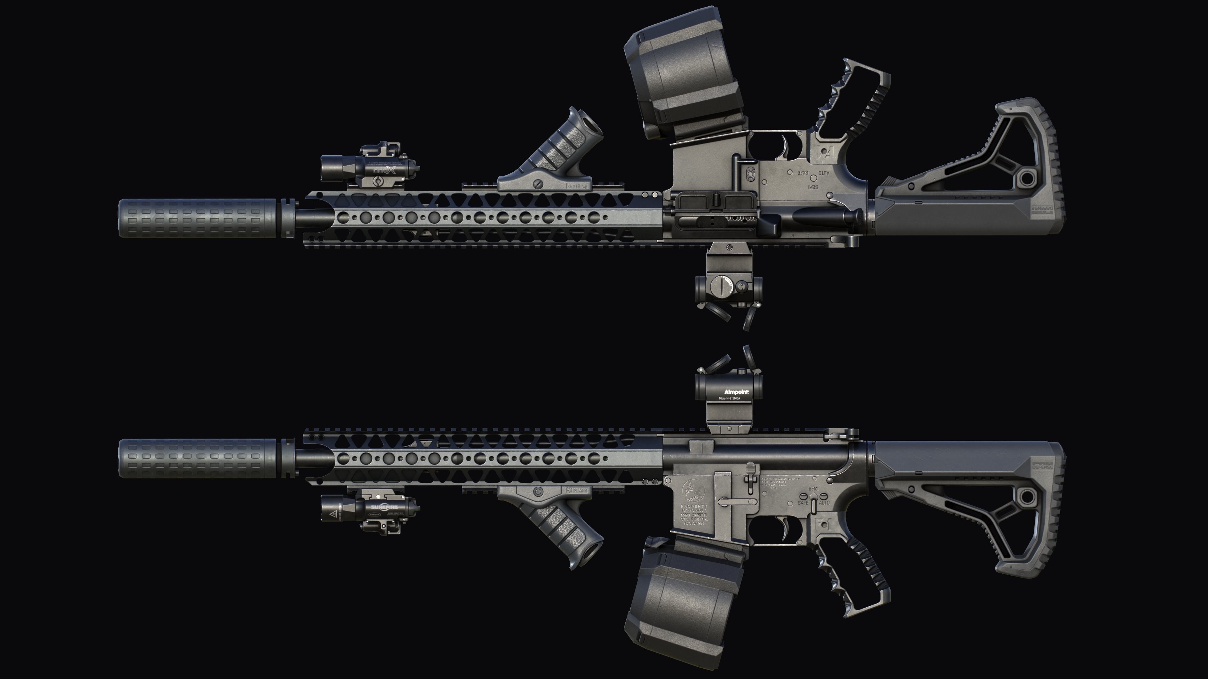 3D model Tactical modular assault rifle Colt M4A1 Custom VR / AR / low ...