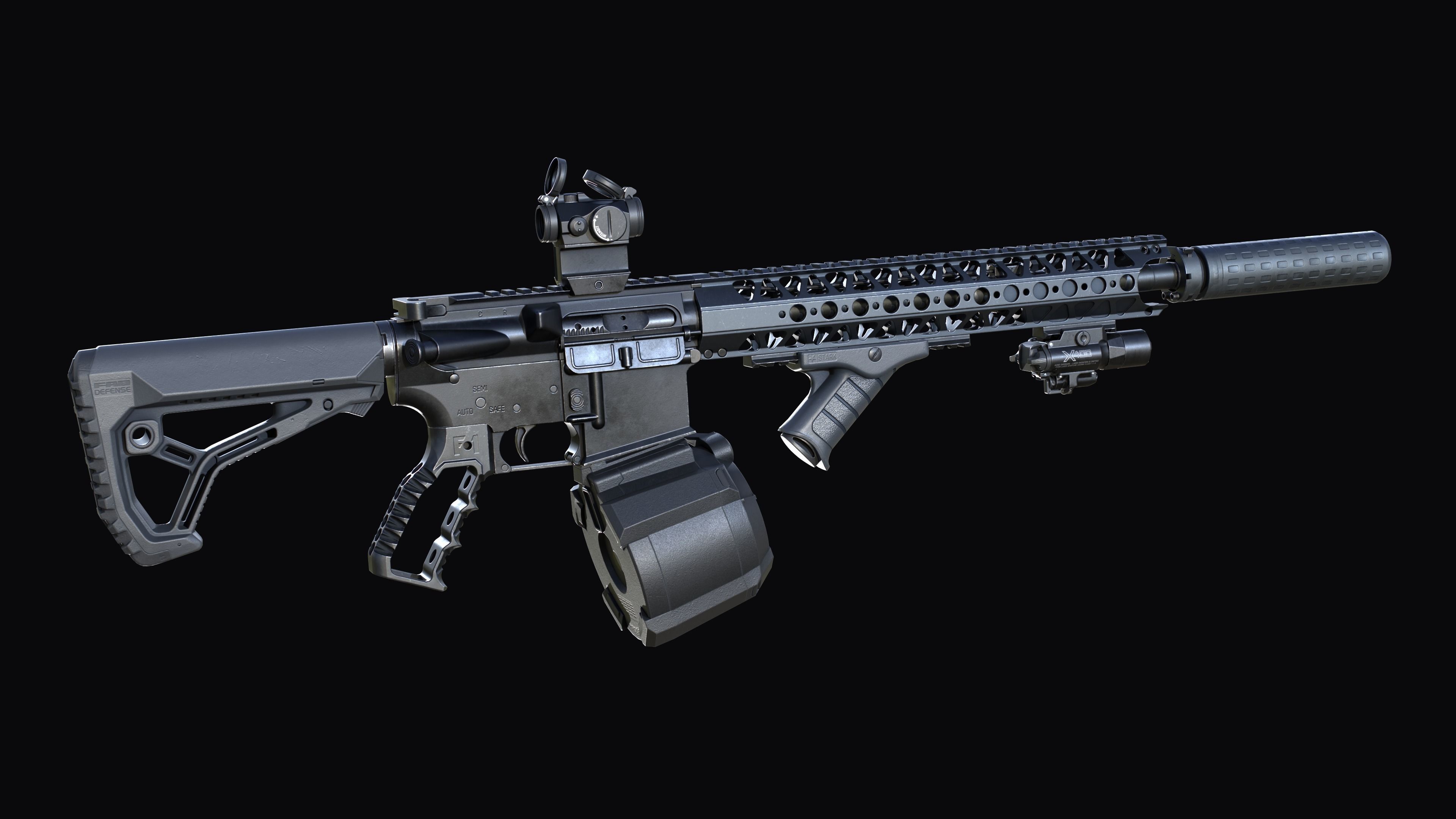 3D model Tactical modular assault rifle Colt M4A1 Custom VR / AR / low ...