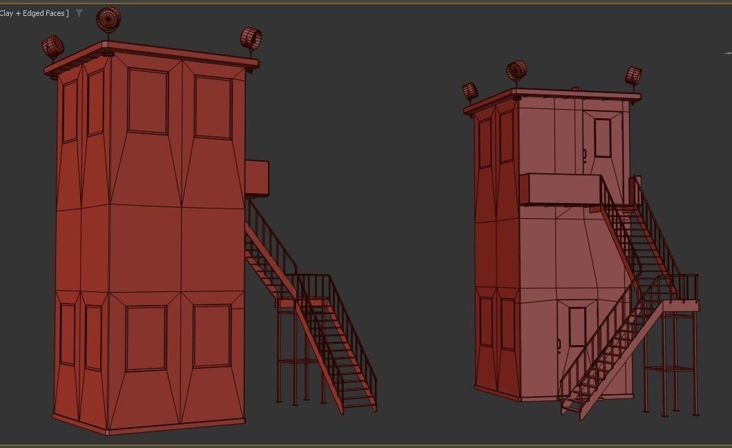 3D model Security Watch Tower 2 Types VR / AR / low-poly | CGTrader