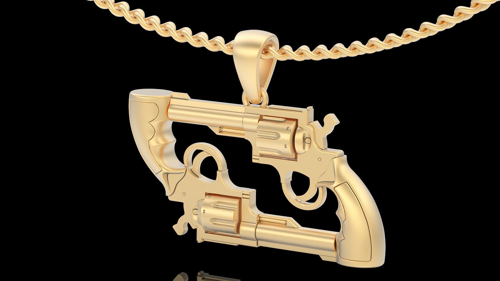Two gun Revolver pendant silver gold jewelry 3D printable model 3D ...